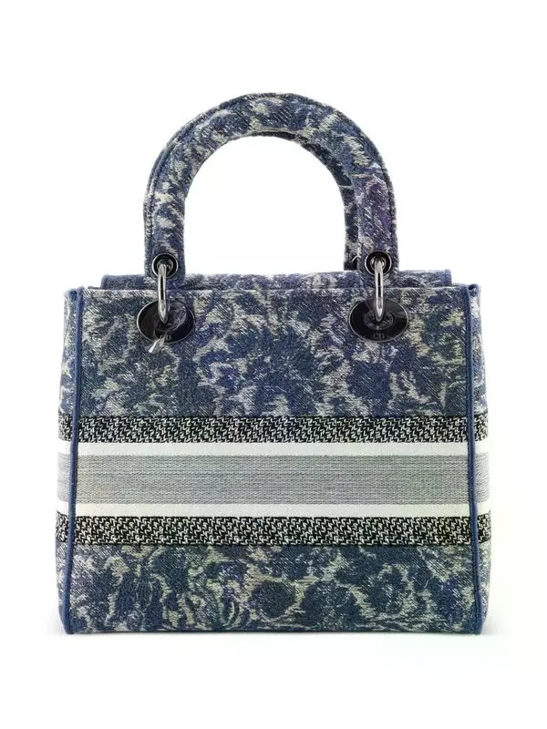 Dior Lady D-lite Embroidered Canvas Medium Satchel - Blue