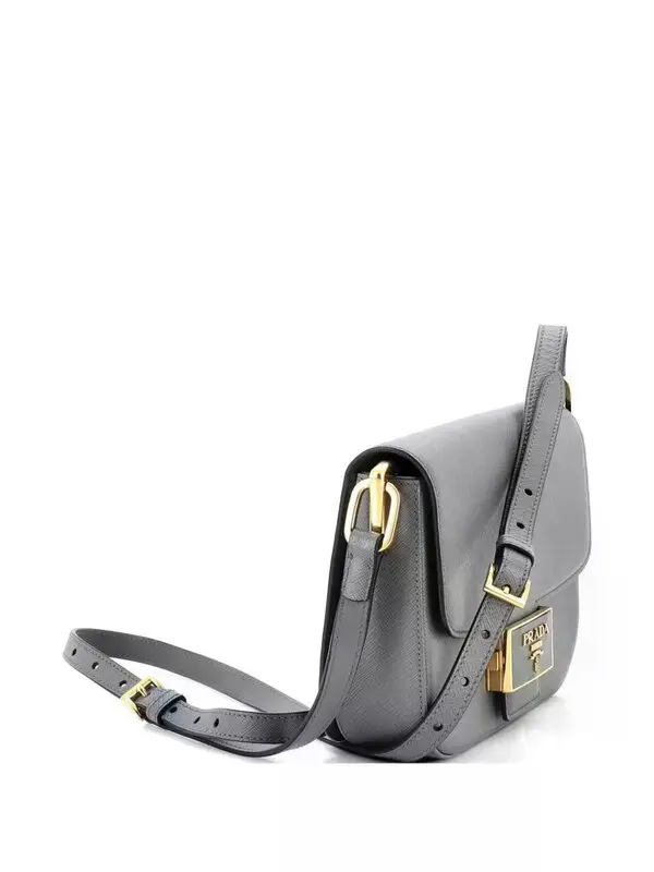 Prada Embleme Flap Bag Saffiano Leather Small Shoulder Bag - Grey