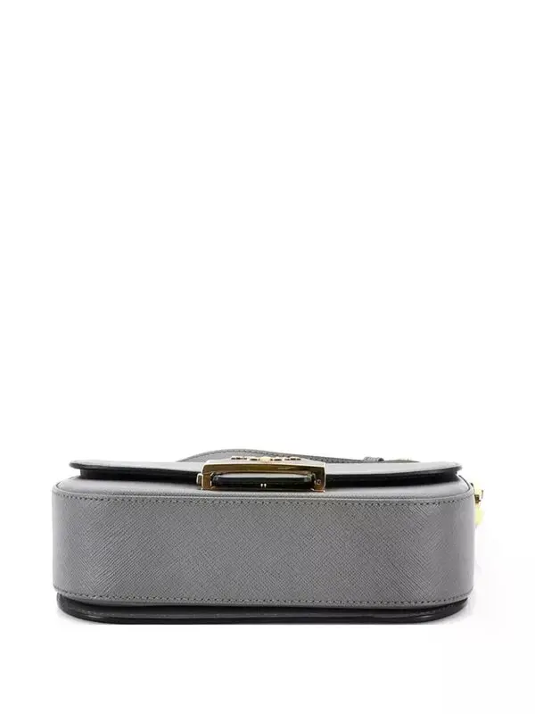 Prada Embleme Flap Bag Saffiano Leather Small Shoulder Bag - Grey