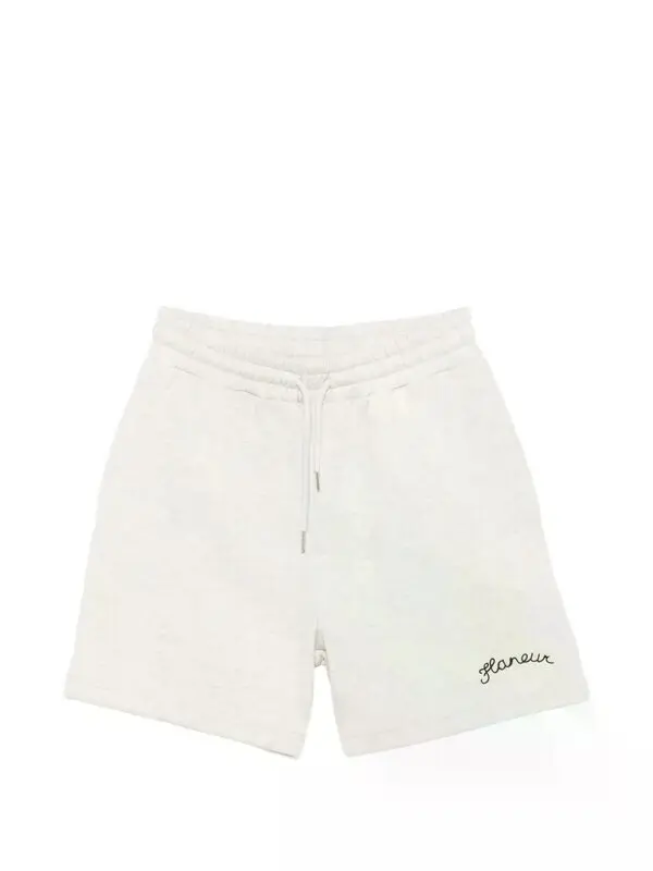 FLANEUR Drawstring Embroidered Shorts - Neutrals