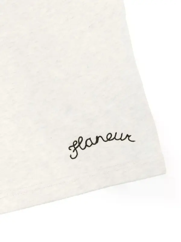 FLANEUR Drawstring Embroidered Shorts - Neutrals
