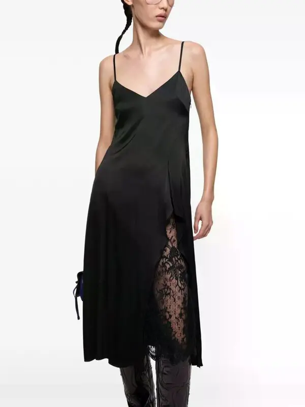 Acne Studios Lace Insert V-neck Midi Dress - Black