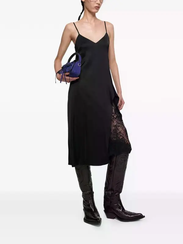 Acne Studios Lace Insert V-neck Midi Dress - Black