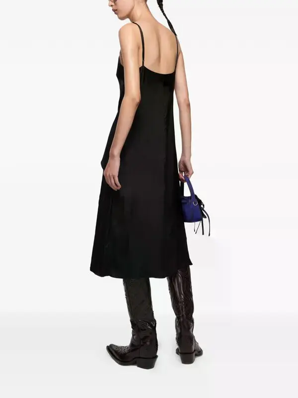 Acne Studios Lace Insert V-neck Midi Dress - Black