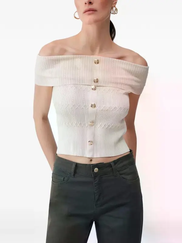 Liu Jo Bardot-neck Ribbed Knit Top