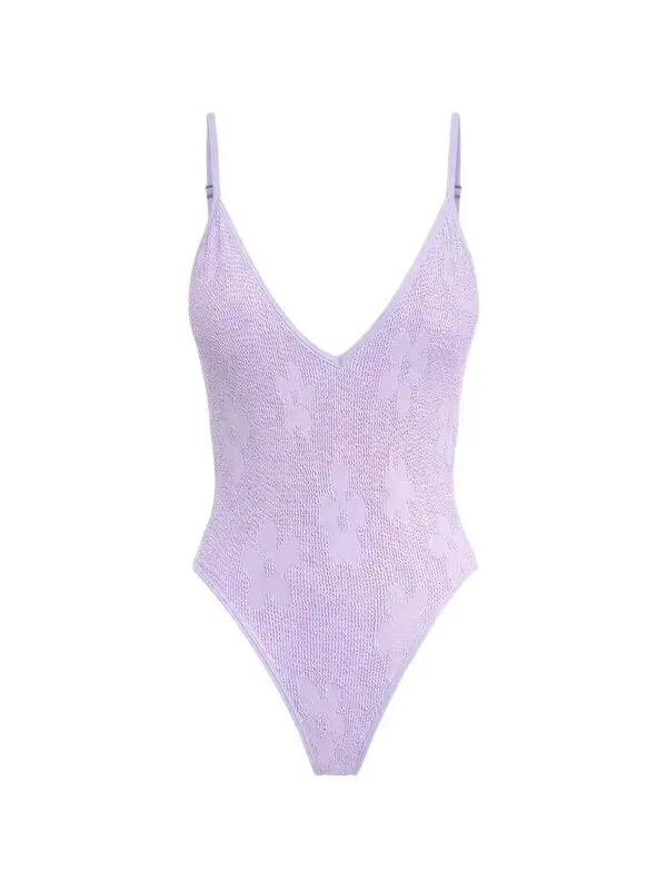 Bond Eye Textured-floral One Piece Swimsuit - Purple