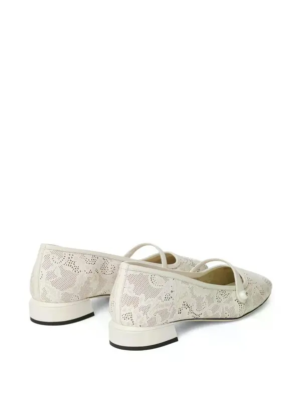 JIMMY CHOO Elisa Pearl Laser-cut Ballerina Flats - White