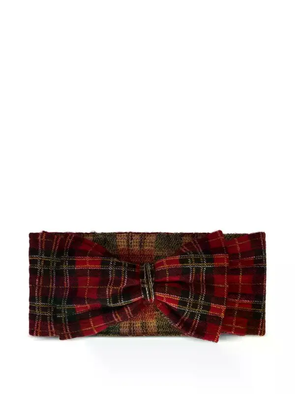 Red Valentino Bow Check Headband - Red