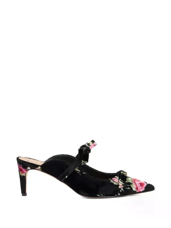 Red Valentino Floral Bow Mules - Black