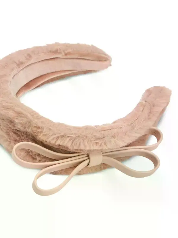 Red Valentino Bow Faux Fur Headband