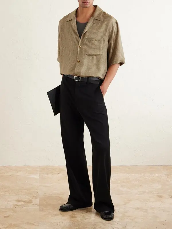 Saint Laurent Camp-collar Printed Silk-voile Shirt