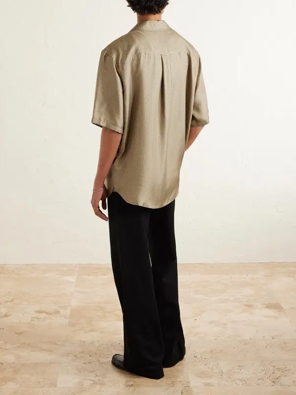 Saint Laurent Camp-collar Printed Silk-voile Shirt