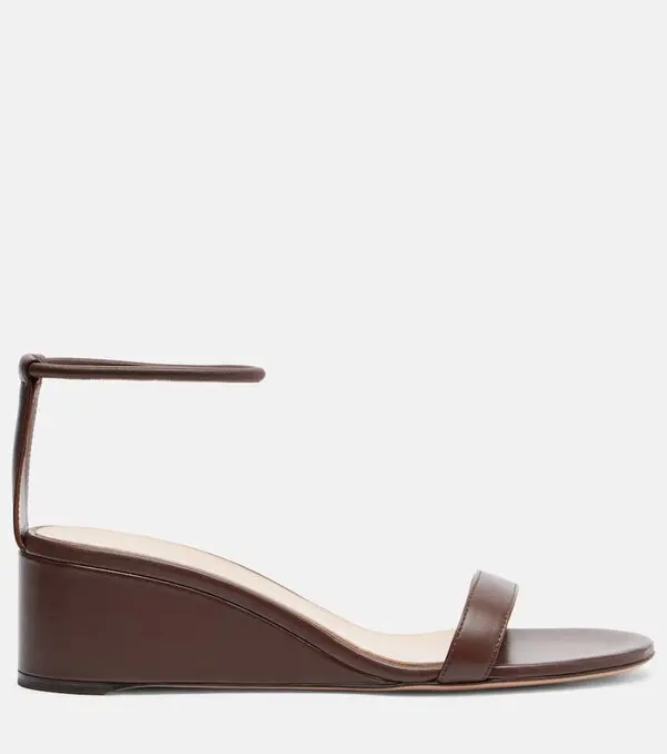 GIANVITO ROSSI Leather Wedge Sandals - Brown
