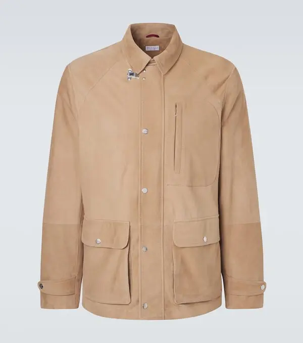 Brunello Cucinelli Suede Field Jacket - Beige