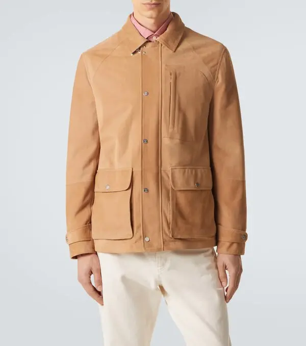 Brunello Cucinelli Suede Field Jacket - Beige