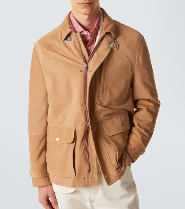 Brunello Cucinelli Suede Field Jacket - Beige