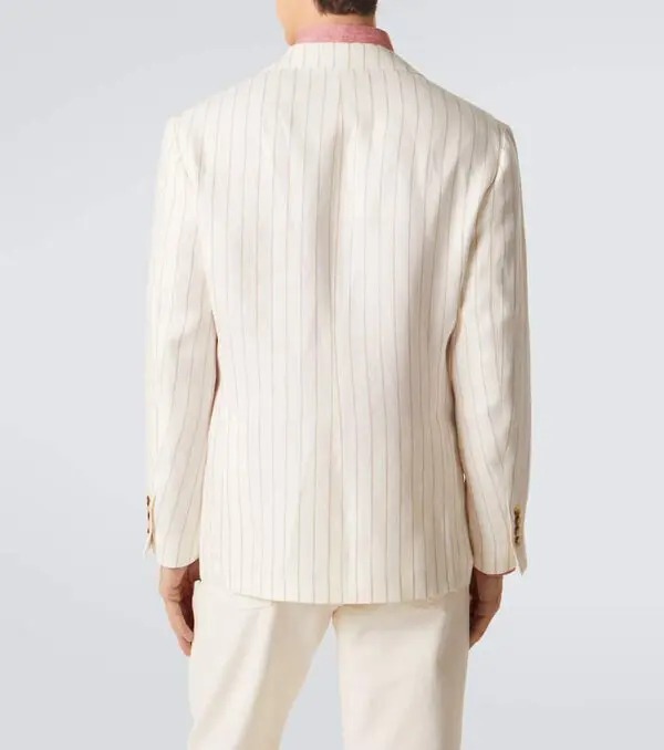 Brunello Cucinelli Chalk Stripe Linen Twill Blazer