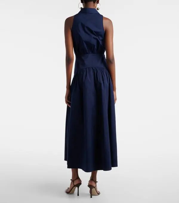 Staud Romy Cotton Midi Dress - Blue