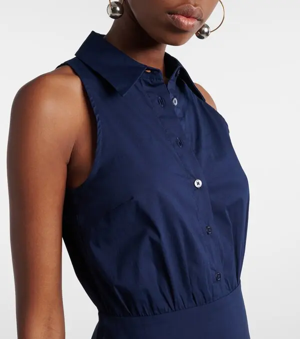 Staud Romy Cotton Midi Dress - Blue