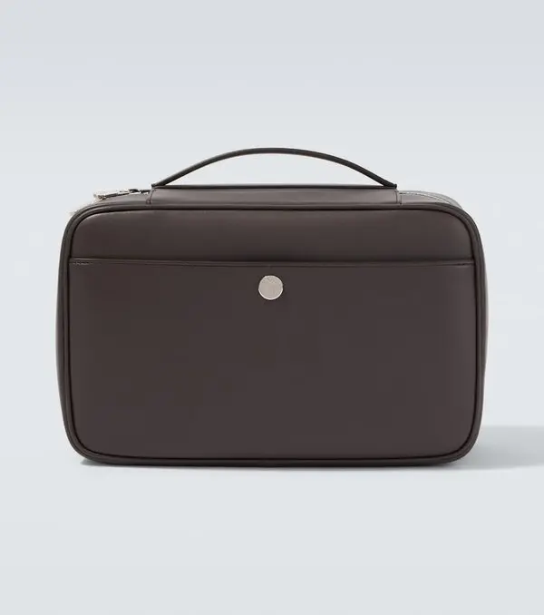 Brunello Cucinelli Leather Toiletry Bag - Brown