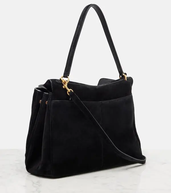 Balenciaga Medium Suede Shoulder Bag - Black