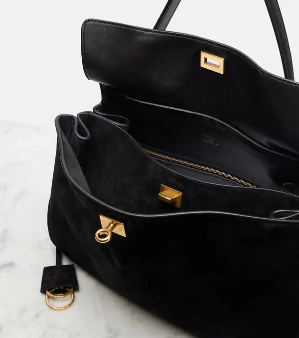 Balenciaga Medium Suede Shoulder Bag - Black