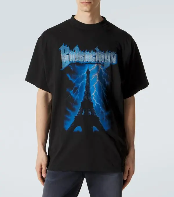 Balenciaga Printed Cotton Jersey T-shirt