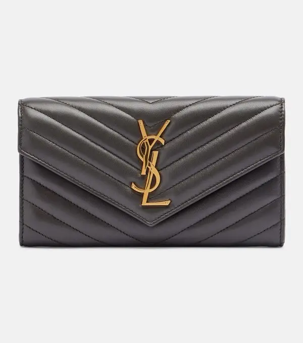 Saint Laurent Cassandre Matelasse Leather Wallet - Black