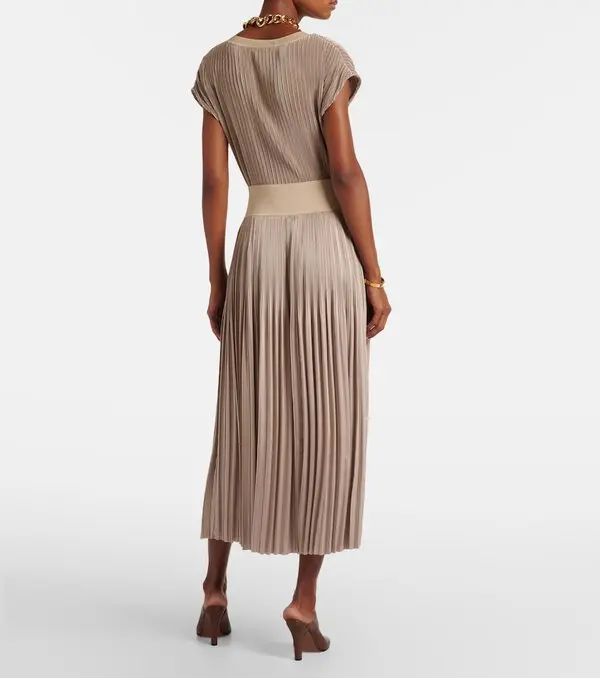 JOSEPH Rabat Plissé Midi Skirt - Beige