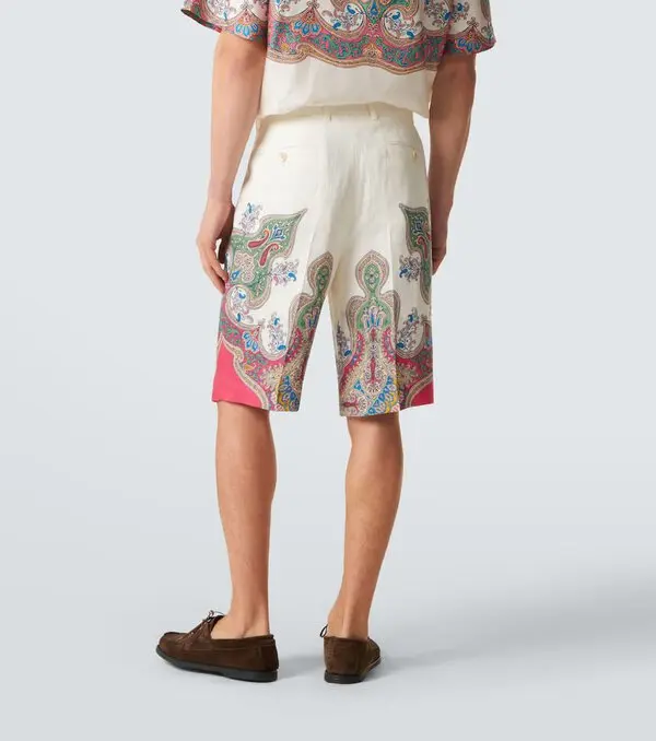 Etro Paisley Linen Bermuda Shorts