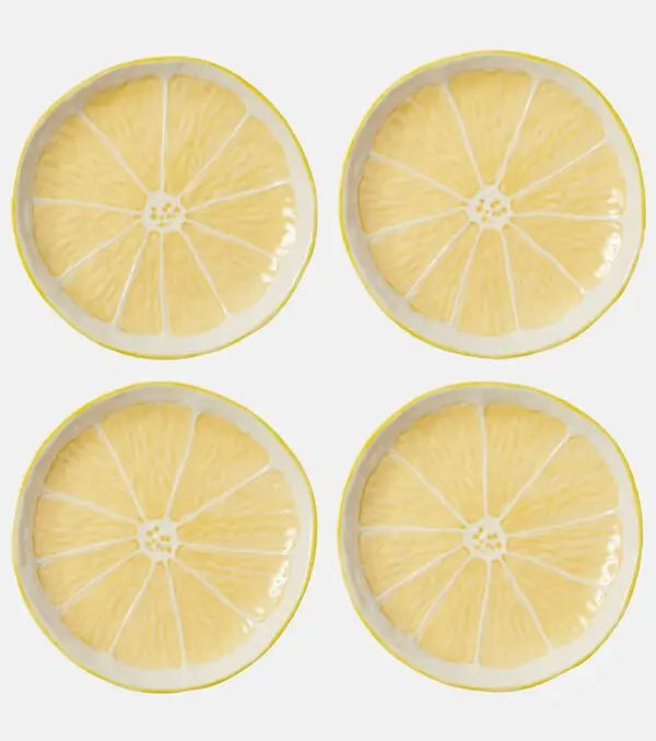 BORDALLO PINHEIRO Lemon Set Of 4 Ceramic Plates - Yellow