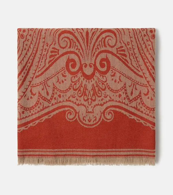 Etro Paisley Wool Jacquard Throw - Red
