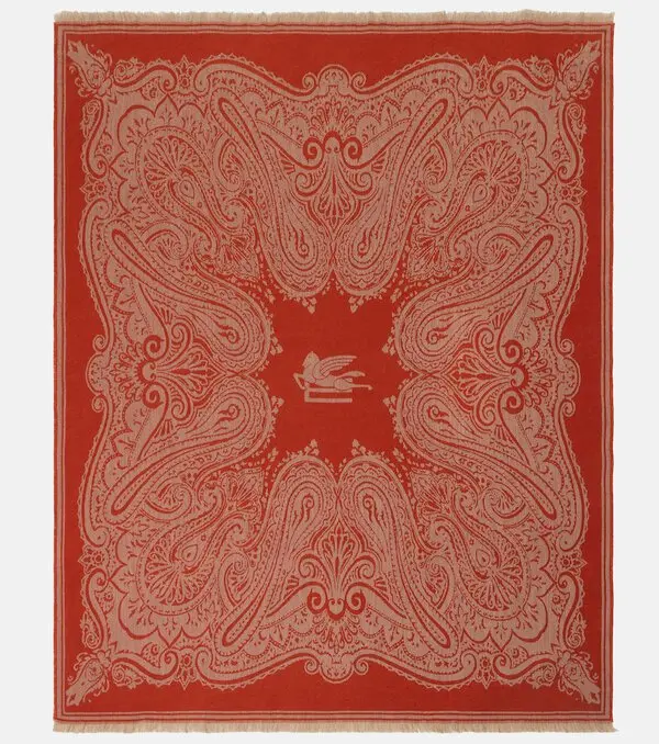 Etro Paisley Wool Jacquard Throw - Red