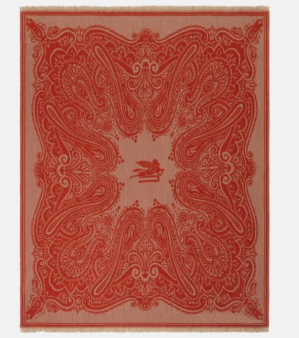 Etro Paisley Wool Jacquard Throw - Red