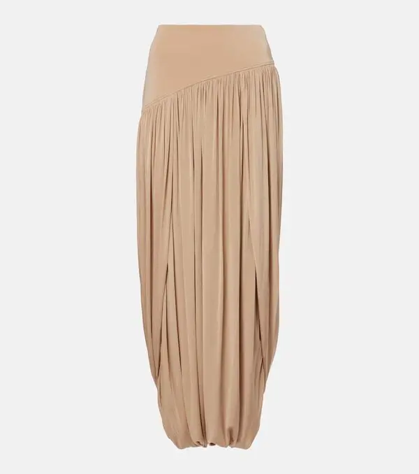 FERRAGAMO Draped Jersey Maxi Skirt - Beige