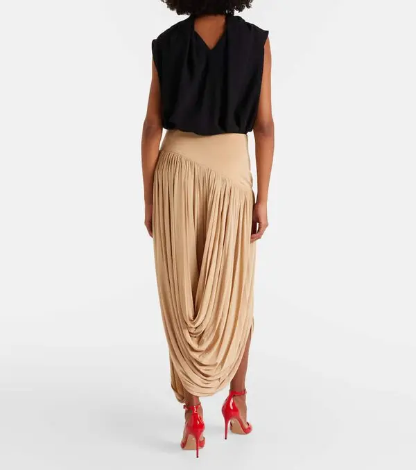FERRAGAMO Draped Jersey Maxi Skirt - Beige