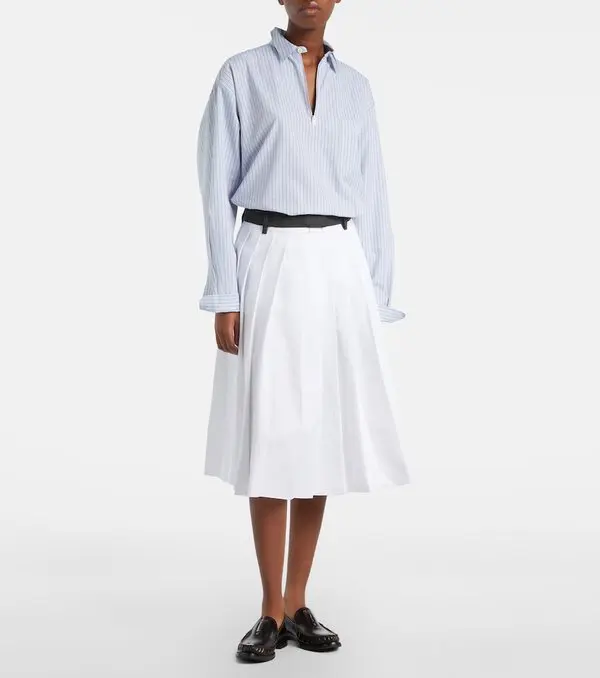 Prada Chevron Striped Oversized Cotton Shirt - Blue
