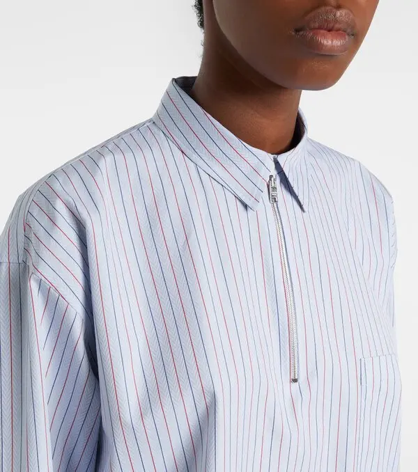 Prada Chevron Striped Oversized Cotton Shirt - Blue