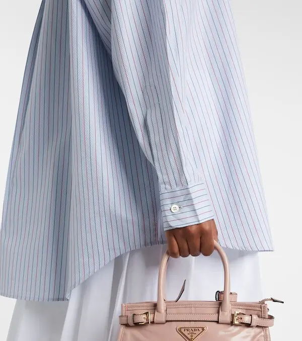 Prada Chevron Striped Oversized Cotton Shirt - Blue