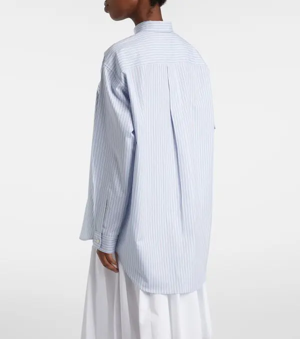 Prada Chevron Striped Oversized Cotton Shirt - Blue