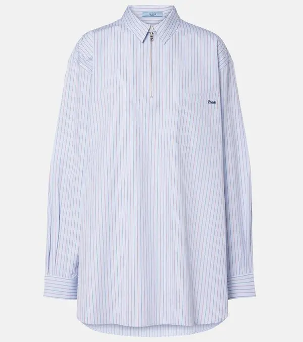 Prada Chevron Striped Oversized Cotton Shirt - Multicoloured