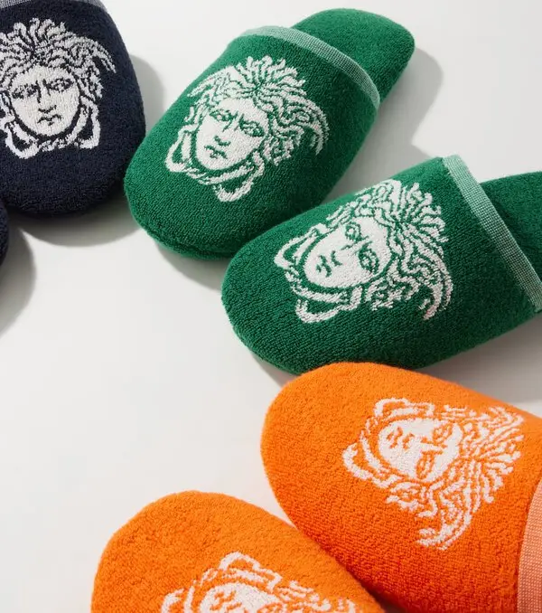 Versace Medusa Cotton Terry Slippers - Green