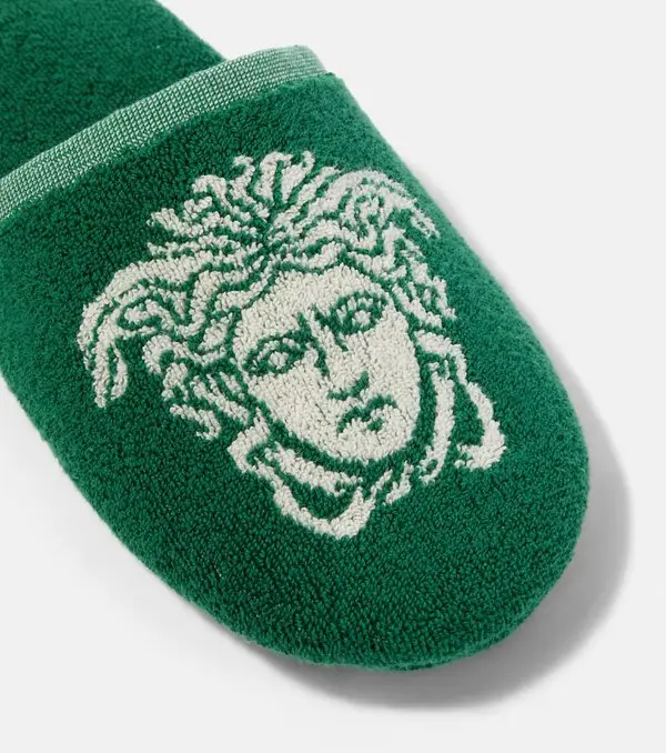 Versace Medusa Cotton Terry Slippers - Green