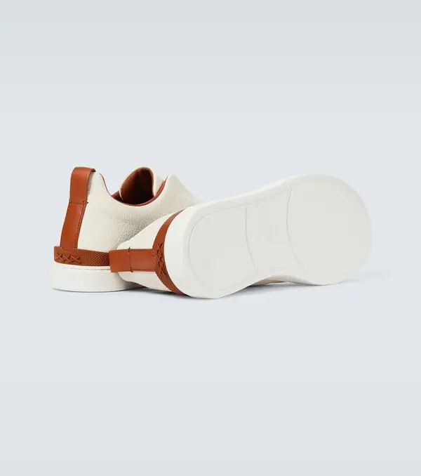 Zegna Triple Stitch Leather Sneakers - White