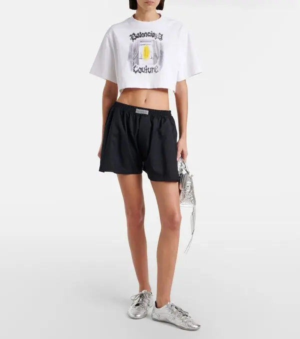 Balenciaga Logo Wool-blend Shorts - Black
