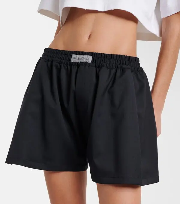 Balenciaga Logo Wool-blend Shorts - Black