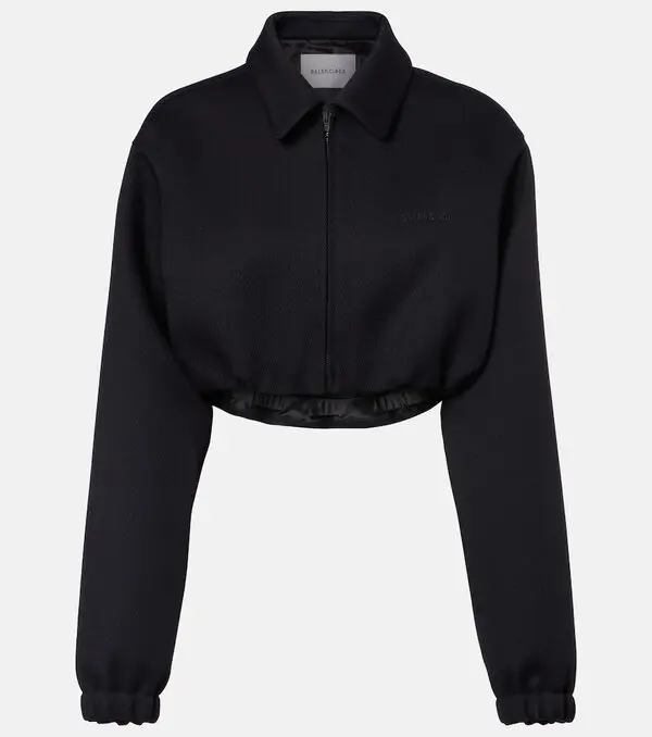 Balenciaga Cropped Blouson Jacket - Black