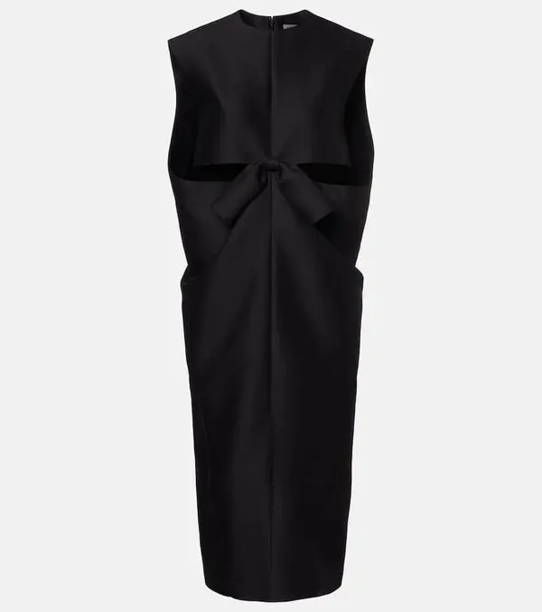 Balenciaga Cutout Crêpe Satin Midi Dress - Black