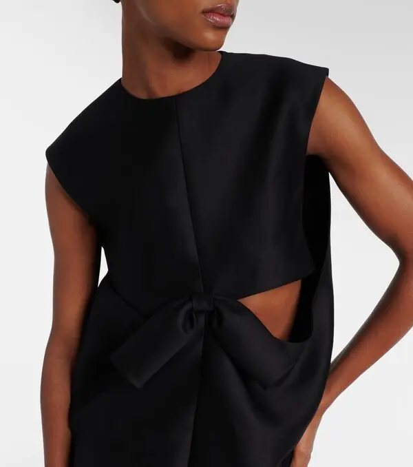 Balenciaga Cutout Crêpe Satin Midi Dress - Black