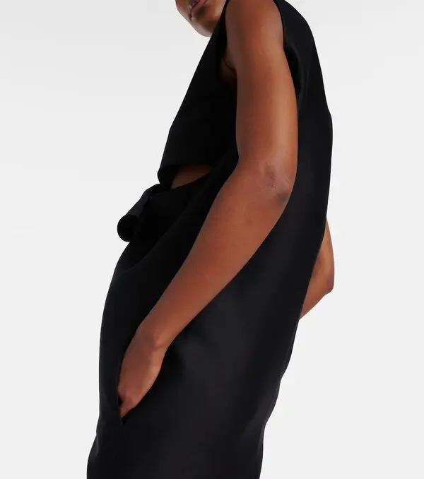 Balenciaga Cutout Crêpe Satin Midi Dress - Black